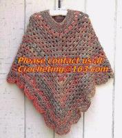 China Women Hand Crocheted Cotton Poncho Shawl Green Eco-Friendly Anti-Pilling S M L for sale