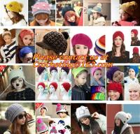 China Unisex Knitted Cat Ear Hat for Kids 44cm Woolen Beanie Skullies Cap for sale