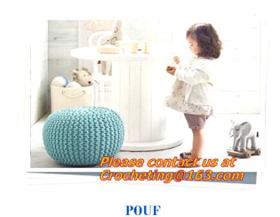 China Handmade Crochet Knit Pouf Ottoman Floor Cushion 100% Cotton 45x35cm for sale