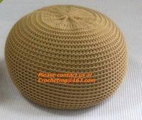 China Handmade Crochet Knit Pouf Ottoman Floor Cushion 100% Cotton 45x35cm for sale