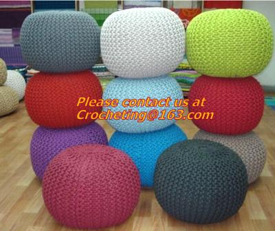 China 100% Cotton Knitted Pouf Ottoman 45x35cm Stackable Floor Cushion for Living Room for sale