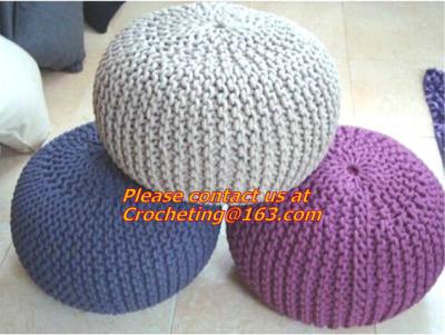 China 100% Cotton Crochet Pouf Ottoman 45x35cm Handmade Knitted Floor Cushion for Living Room for sale