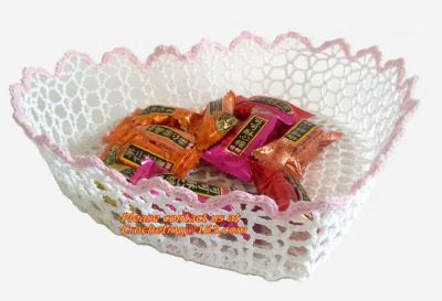China Handmade Cotton Crochet Lace Doily Bowl Basket 8 Inch for Wedding Gift Candy Decoration for sale