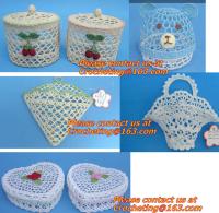 China Handmade 100% Cotton Crochet Rope Basket 20cm Stiffened Decorative Candy Storage for sale
