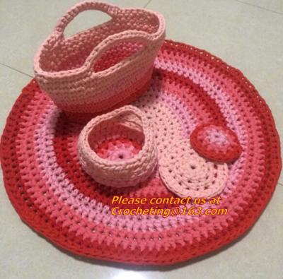 China Handmade Round Crochet Rug Milk Cotton Acrylic Yarn Floor Mat Custom Size 1 Piece for sale