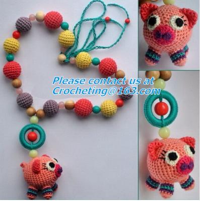 China Handmade Crochet Flower Nursing Necklace Natural Wood Beads Breastfeeding Accessory 100 Piece MOQ for sale