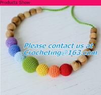 China Handmade Crochet Flower Pendant Necklace Wool Beige Ivory Nursing Breastfeeding Jewelry 100 Piece MOQ for sale