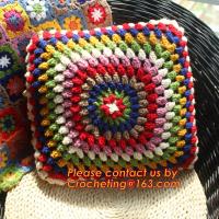 China Handmade Paisley Crochet Cushion Cover 40x40cm 100% Cotton Decorative Pillow for sale