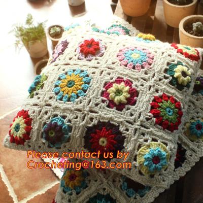 China Handmade 100% Cotton Crochet Cushion Cover 40x40cm Decorative Daisy Pillow Nordic Style for sale