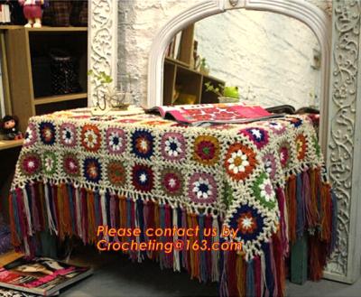China Handmade Crochet Daisy Blanket 180x200cm 100% Cotton Knitted Throw for Home Travel for sale