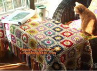 China Handmade Crochet Blanket 180x200cm Cotton Knitted Throw Daisy Striped Sofa Blanket for sale