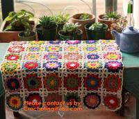 China Handmade Crochet Blanket 80x60 cm Bohemia Daisy Striped Cotton Throw for Home Travel for sale