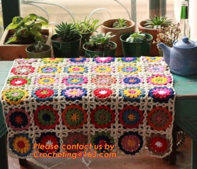 China Handmade Crochet Blanket 80x60 cm Bohemia Daisy Striped Cotton Throw for Home Travel for sale
