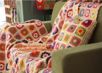 China Handmade Crochet Cotton Blanket 180x200cm Striped Sofa Cover Decorative Throw for Home Travel for sale