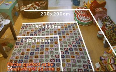 China Handmade Crochet Cotton Blanket 180x200cm Striped Knitted Throw for Home Travel for sale