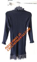 China Wholesale 100% Cashmere Pleated Dress Korean Fashion Design Women Maxi One Piece 12gg for sale