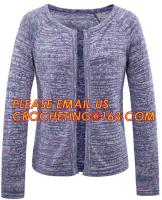 China 100 Cashmere Women Cardigan Pointelle Stripe Long Sleeve 12gg 2/26nm Custom Size for sale