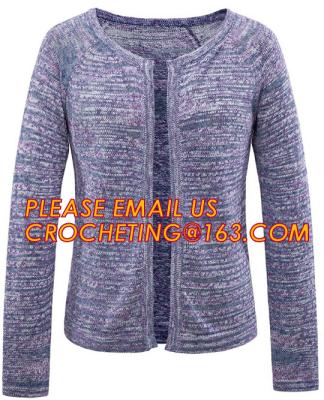China 100 Cashmere Women Cardigan Pointelle Stripe Long Sleeve 12gg 2/26nm Custom Size for sale