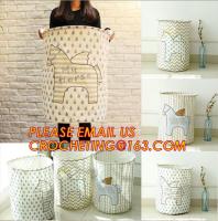 China Canvas Fabric Collapsible Laundry Basket with Cotton Handles 35x40cm Folding Storage for sale
