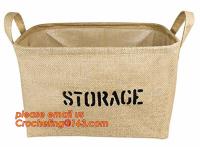 China Custom Jute Cube Storage Basket 30x28x40cm Eco-Friendly Foldable Laundry Bin for sale