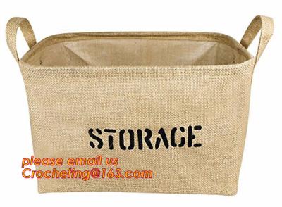 China Custom Jute Cube Storage Basket 30x28x40cm Eco-Friendly Foldable Laundry Bin for sale
