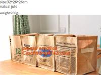 China Foldable Jute Laundry Basket 35x40cm Cotton Linen Storage Basket for Home Organization for sale