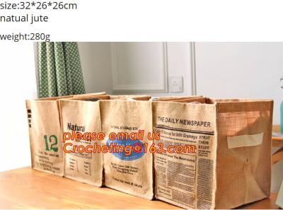 China Foldable Jute Laundry Basket 35x40cm Cotton Linen Storage Basket for Home Organization for sale
