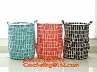 China Canvas Folding Laundry Basket 35x40cm Cotton Linen Storage Hamper with Handles for sale