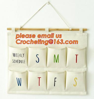 China Cotton Canvas Hanging Storage Bag 35x40cm Foldable Wall Organizer with Handles for sale