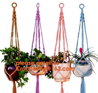 China Handmade Macrame Plant Hanger 52 Inch Natural Jute Cotton Rope Flower Pot Holder Indoor Decor for sale