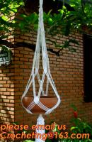 China Wholesale Macrame Plant Hanger 4 Legs 40 Inch Cotton Rope Hanging Planter Basket Indoor Outdoor Pink for sale