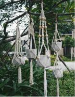 China Eco Friendly Cotton Macrame Plant Hanger 52 Inch Natural Jute Rope Indoor Hanging Planter for sale