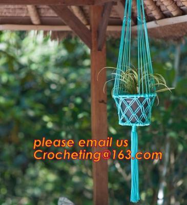 China Wholesale Macrame Plant Hanger 4 Legs 52 Inch Natural Jute with Beads for Indoor Garden Decor for sale