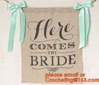 China Custom Glitter Bride Wedding Banner Bunting 20x30cm Waterproof Vinyl Party Decoration for sale