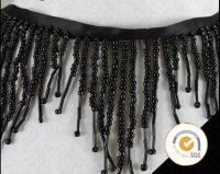 China Wholesale Black Bead Fringes Trim 6cm 15cm Beaded Embroidery Applique Trimming for Garment Decoration for sale