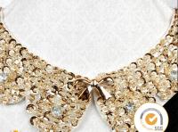 China Wholesale Handmade Beaded Lace Collar Applique Fitted Bardot Top Rhinestone Trim 30mm Tassel for sale