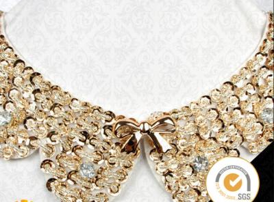 China Wholesale Handmade Beaded Lace Collar Applique Fitted Bardot Top Rhinestone Trim 30mm Tassel for sale