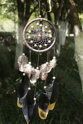 China Indian Style Feather Dream Catcher Wind Chime 20cm Diameter Home Decor Hanging Ornament Gift for sale