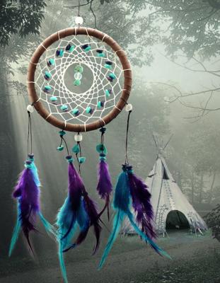 China Antique Imitation Dreamcatcher with Natural Stone Feathers 20cm Wall Hanging Decoration for sale