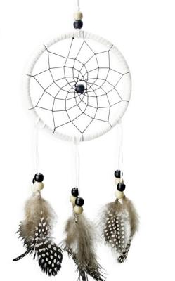 China Handmade Feather Dream Catcher 20cm Diameter White Home Wall Decoration for sale
