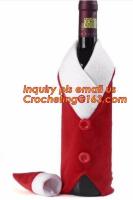 China Eco Friendly Felt Wine Bag 30x35cm Santa Pants Design with Drawstring Closure for sale