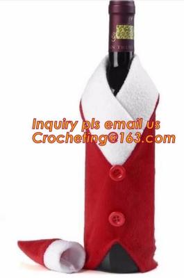 China Eco Friendly Felt Wine Bag 30x35cm Santa Pants Design with Drawstring Closure for sale