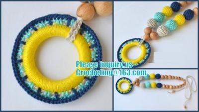 China Handmade Crochet Nursing Teething Necklace 100cm Natural Wood Beads Eco-Friendly Baby Toy for sale