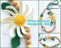 China Handmade Crochet Nursing Teething Necklace 100cm Natural Wood Beads Cotton Yarn Eco Friendly Baby Shower Gift for sale
