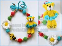 China Handmade Crochet Teething Nursing Necklace for Mom 100 Cotton 20mm Beads for sale