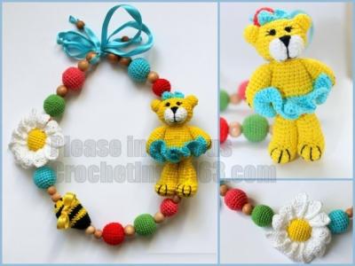 China Handmade Crochet Teething Nursing Necklace for Mom 100 Cotton 20mm Beads for sale