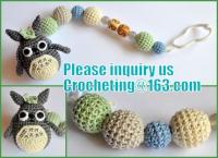 China Handmade Crochet Nursing Necklace with Teething Toy Natural Wood Beads 20mm Cotton Yarn for sale