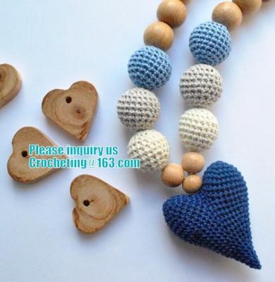 China Handmade Crochet Nursing Teething Necklace for Mom 100cm Natural Wooden Beads for sale