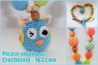 China Handmade Crochet Nursing Teething Necklace with 20mm Wooden Beads 100cm Cotton Yarn for sale