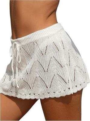 China Women Crochet Beach Mini Skirt Swim Bikini Cover Up Knit Swimsuit Bathing Suit Coverup S/M/L for sale